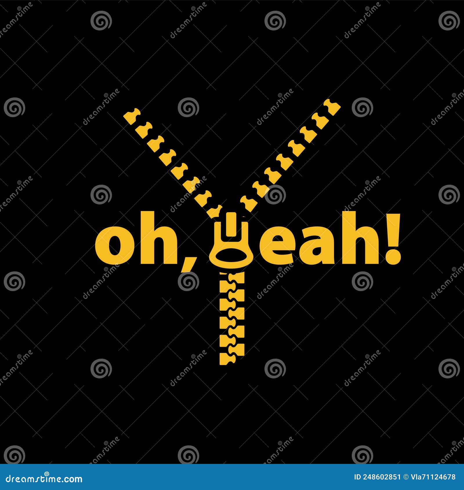 Oh Yeah T-shirt Decoration with Open Zipper Stock Vector - Illustration ...