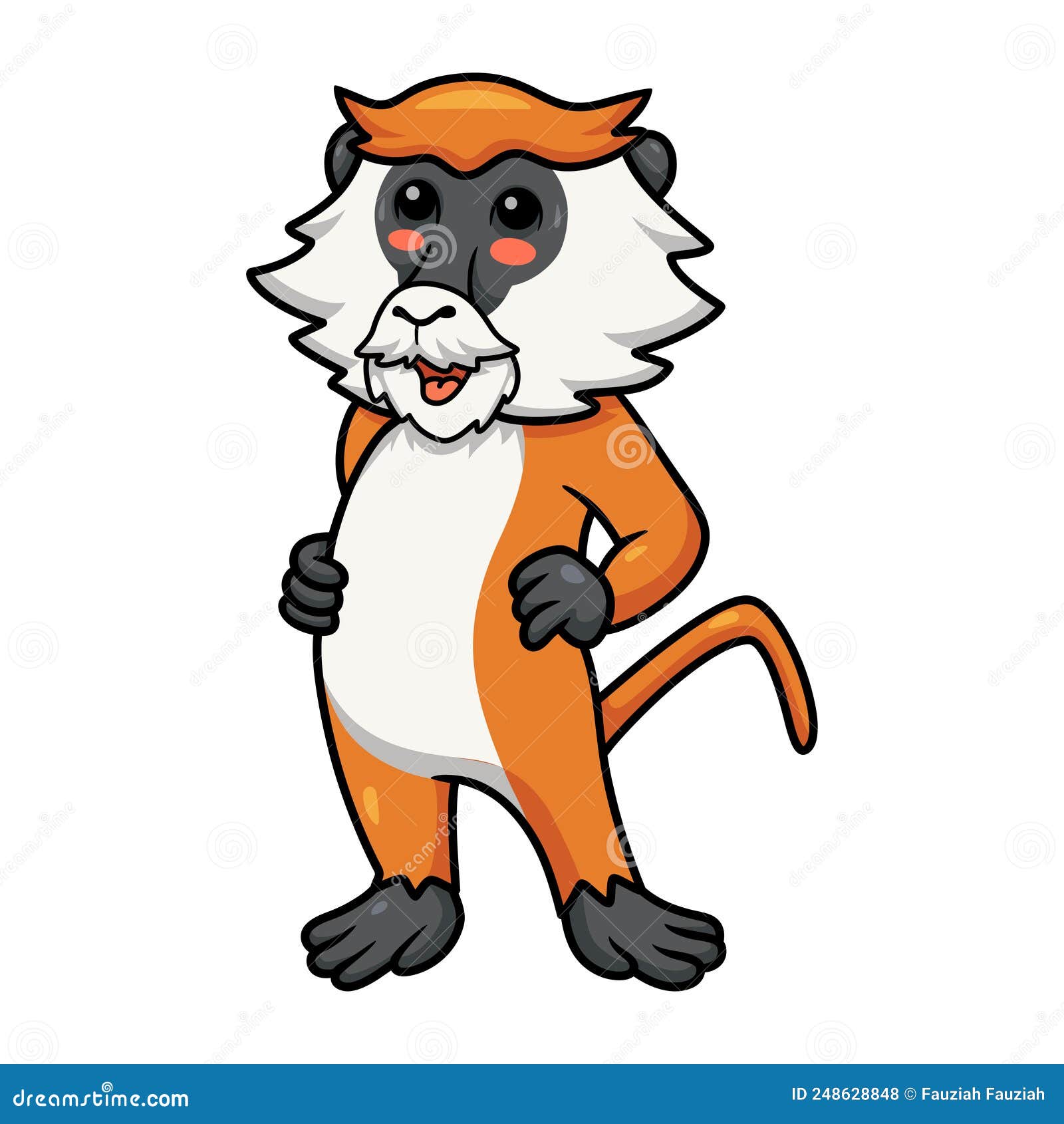 Cute Little Patas Monkey Cartoon Stock Vector - Illustration of pose ...