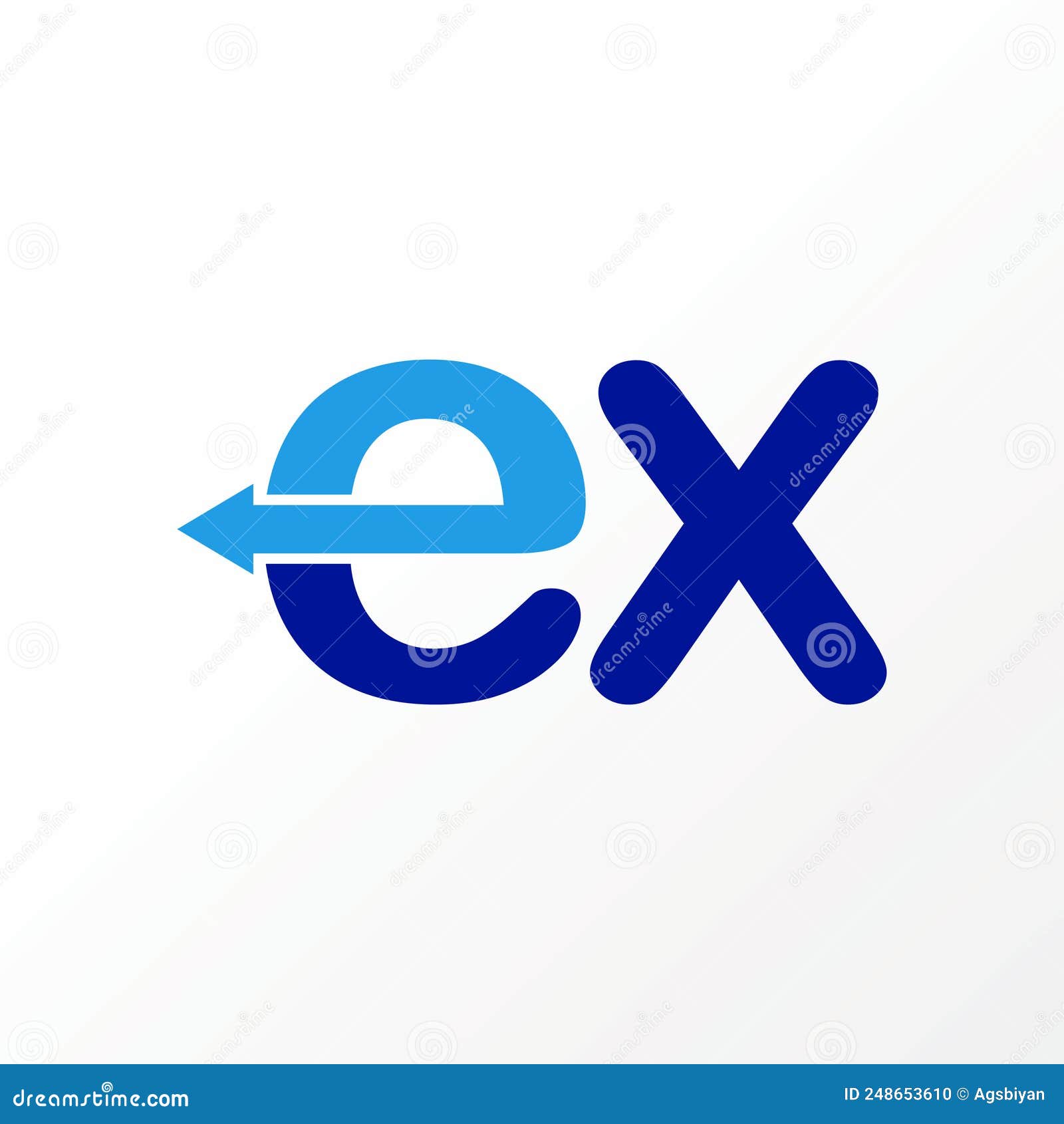 Unique and Simple Letter or Word EX Sans Serif Font with Arrow Back or ...