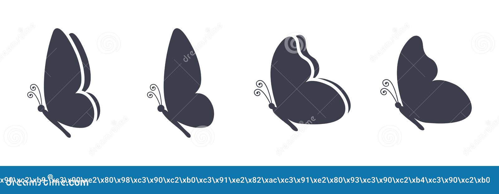 Butterflies Side View Isolated On Transparent Background. Vector ...