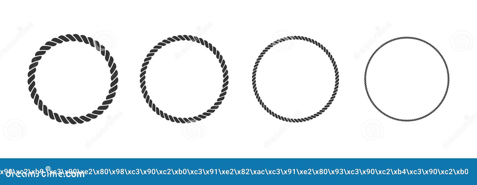 Round Rope Curve Symbol Set. Different Thickness Circular Ropes Set for ...