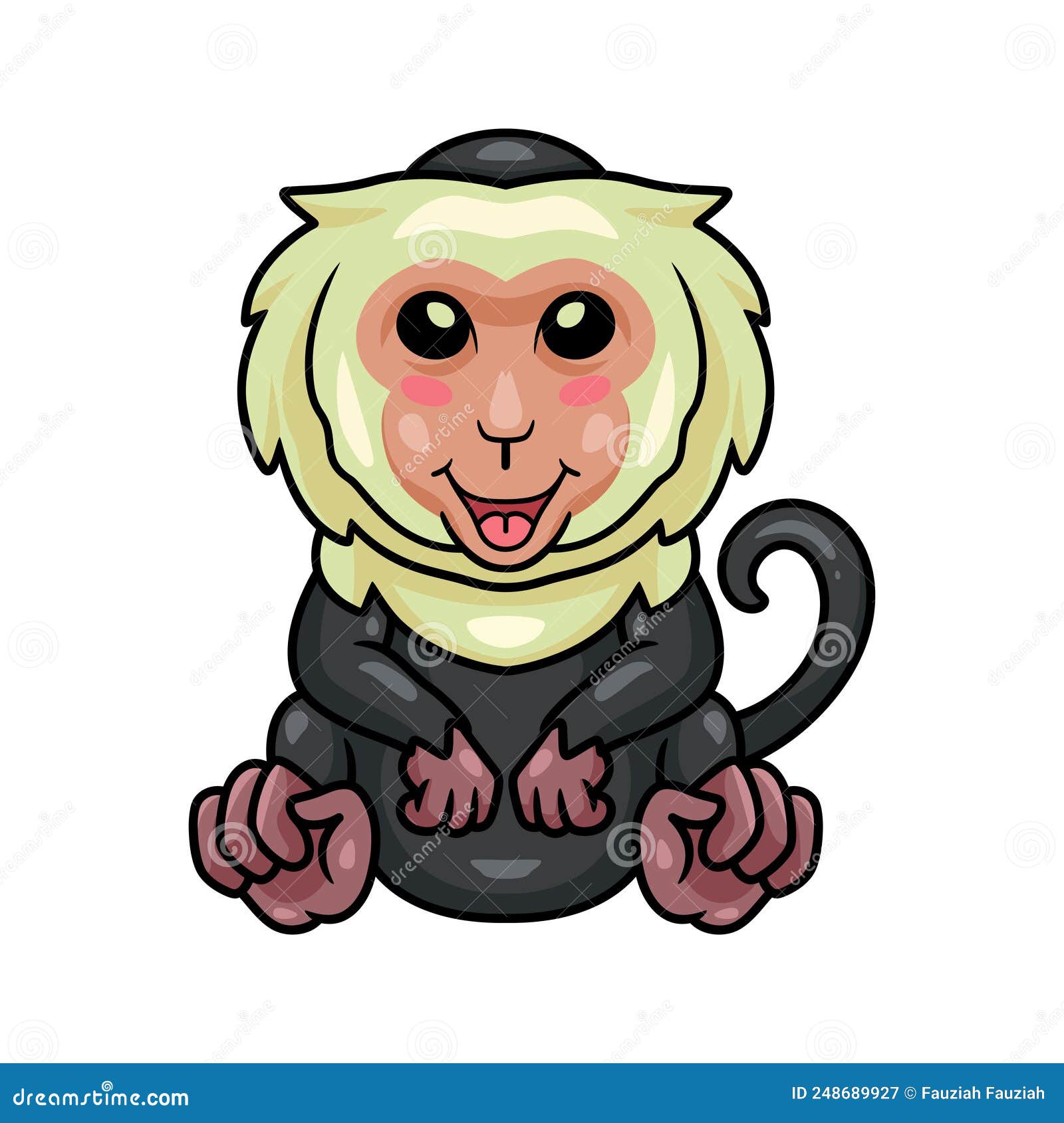 Cute Little Capuchin Monkey Cartoon Stock Vector - Illustration of ...