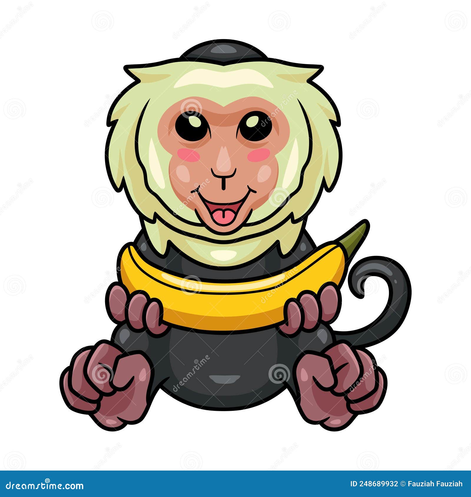 Little Capuchin Monkey Hand Drawn Sketch Illustration Cartoon Vector ...