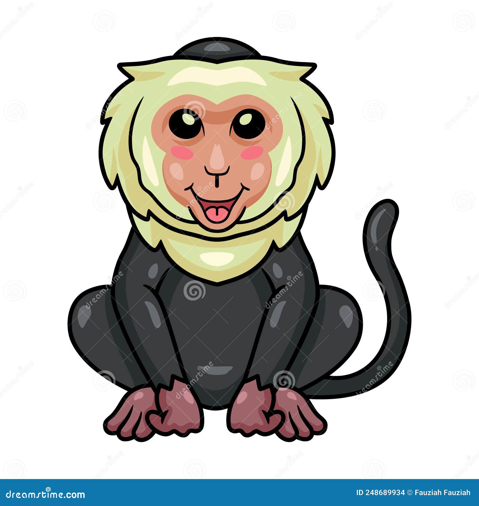 Cute Little Capuchin Monkey Cartoon Stock Vector - Illustration of ...