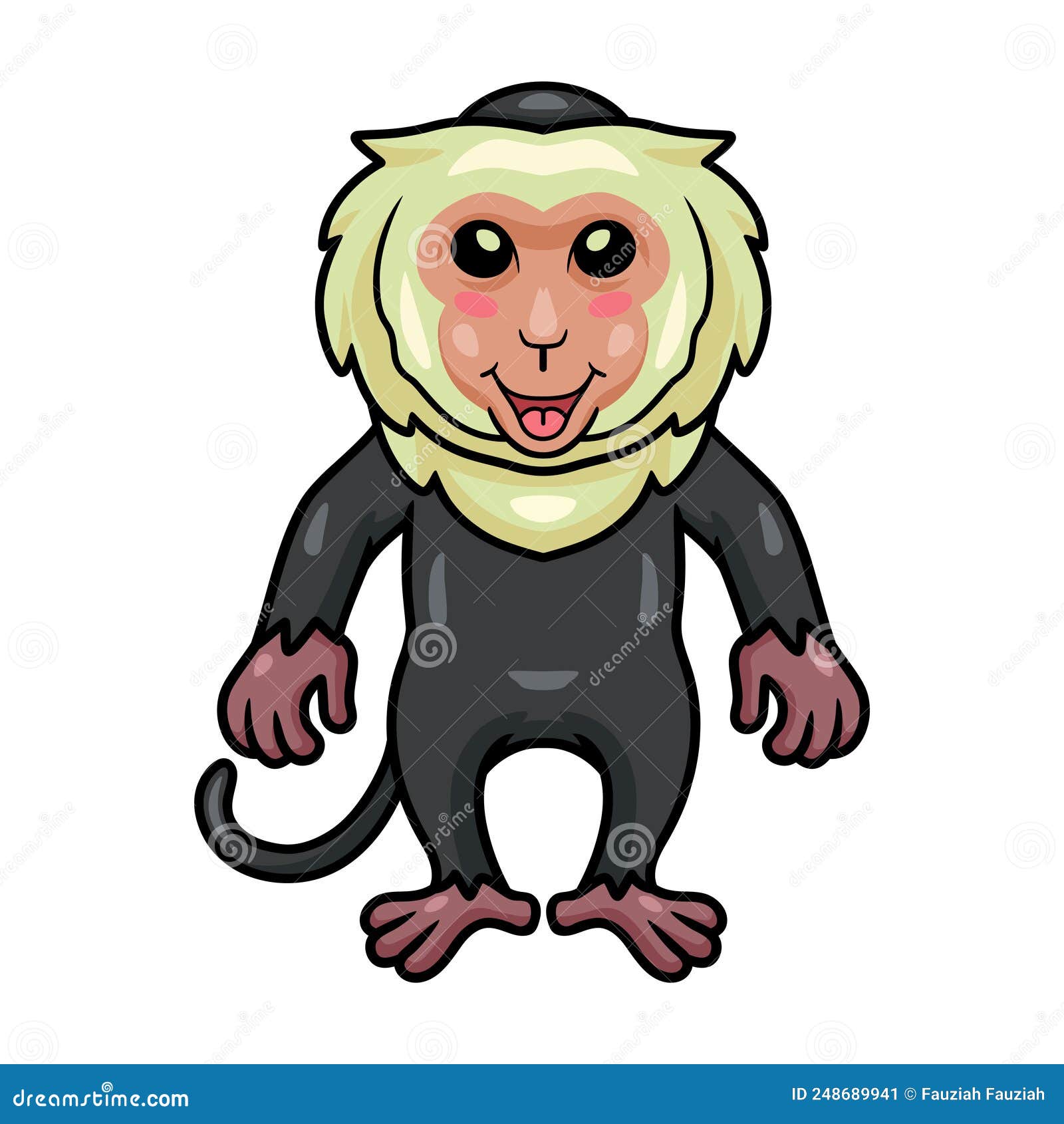Cute Little Capuchin Monkey Cartoon Stock Vector - Illustration of ...