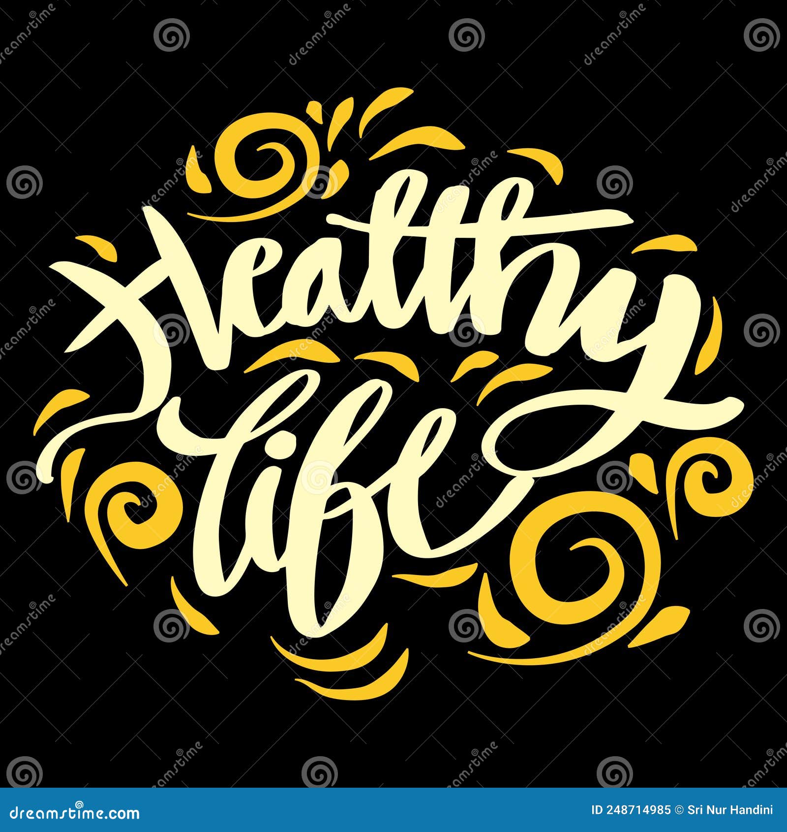 Healthy Life Hand Lettering. Stock Vector - Illustration of graphic ...