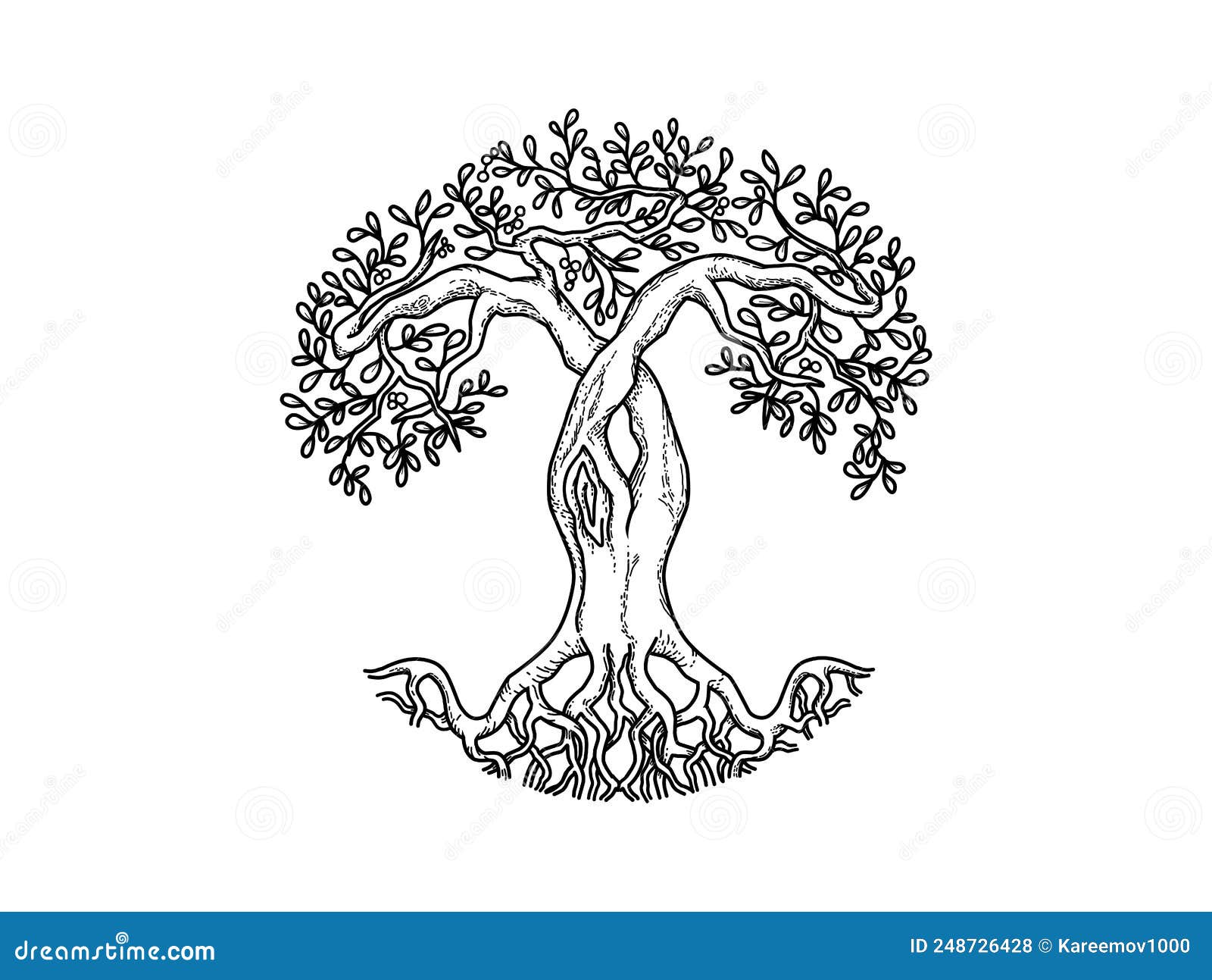 Hand drawn art of a tree stock vector. Illustration of elegant - 248726428