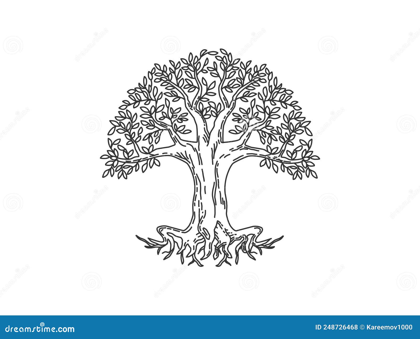 Printable Banyan Tree Image With Strong Roots Cartoon Vector ...
