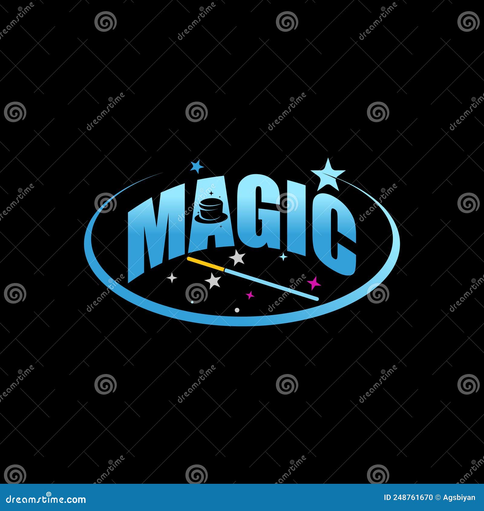 Simple and Unique Word MAGIC with Magic Wand, Hat, and Many Stars Image ...