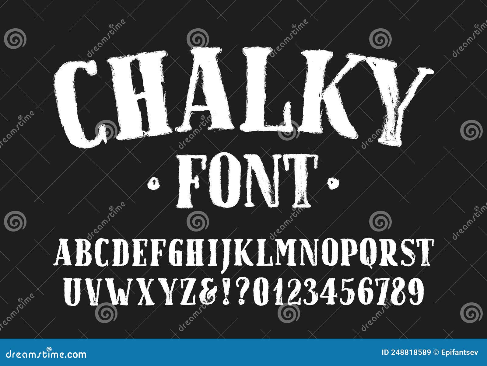Chalky Alphabet Font. Hand Drawn Serif Letters, Numbers And Symbols ...