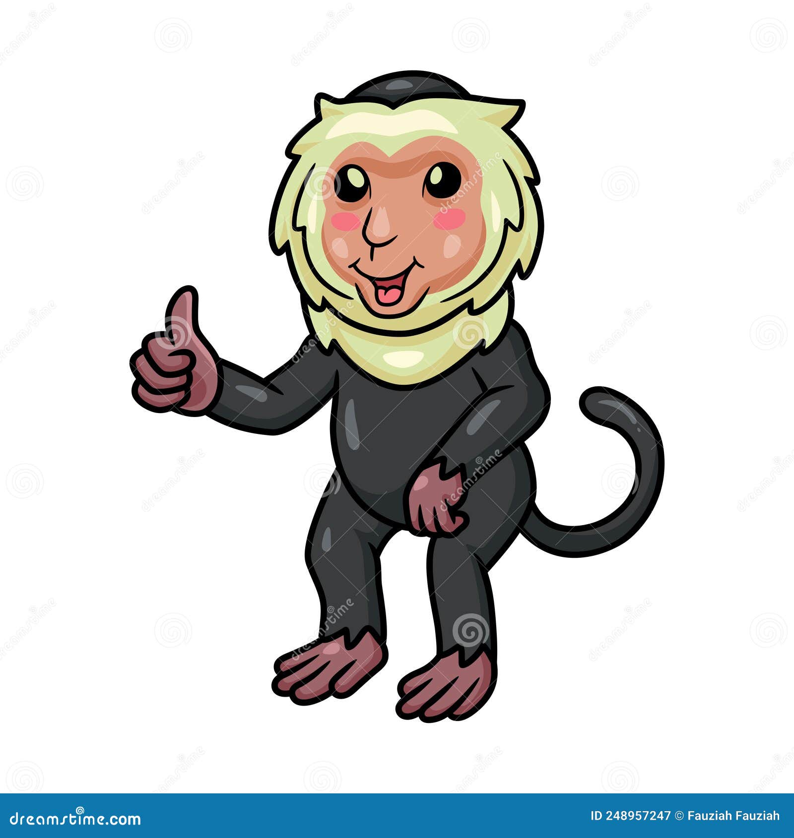 Cute Little Capuchin Monkey Cartoon Giving Thumb Up Stock Vector ...