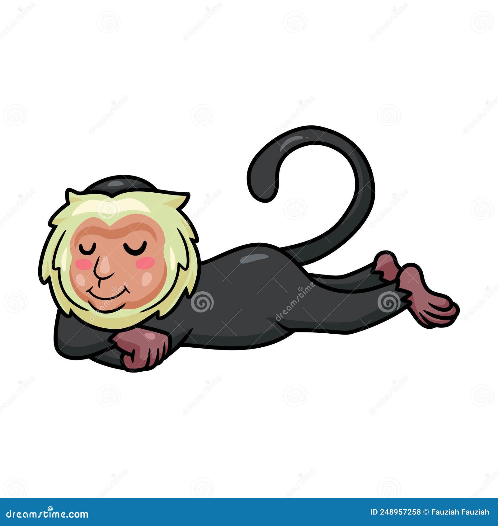 Cute Little Capuchin Monkey Cartoon Sleeping Stock Vector ...