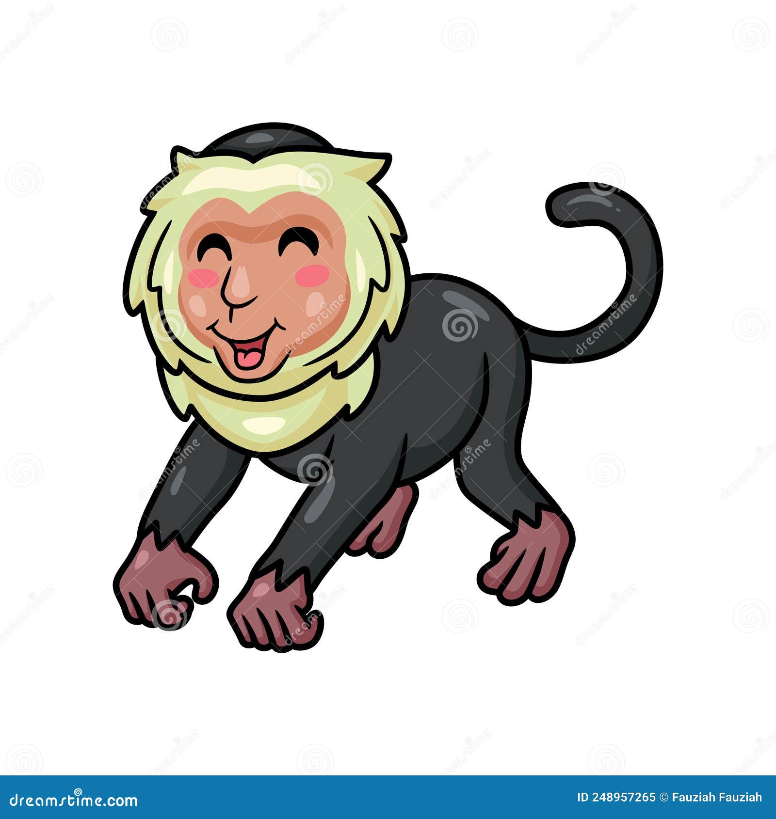 Cute Little Capuchin Monkey Cartoon Stock Vector - Illustration of ...