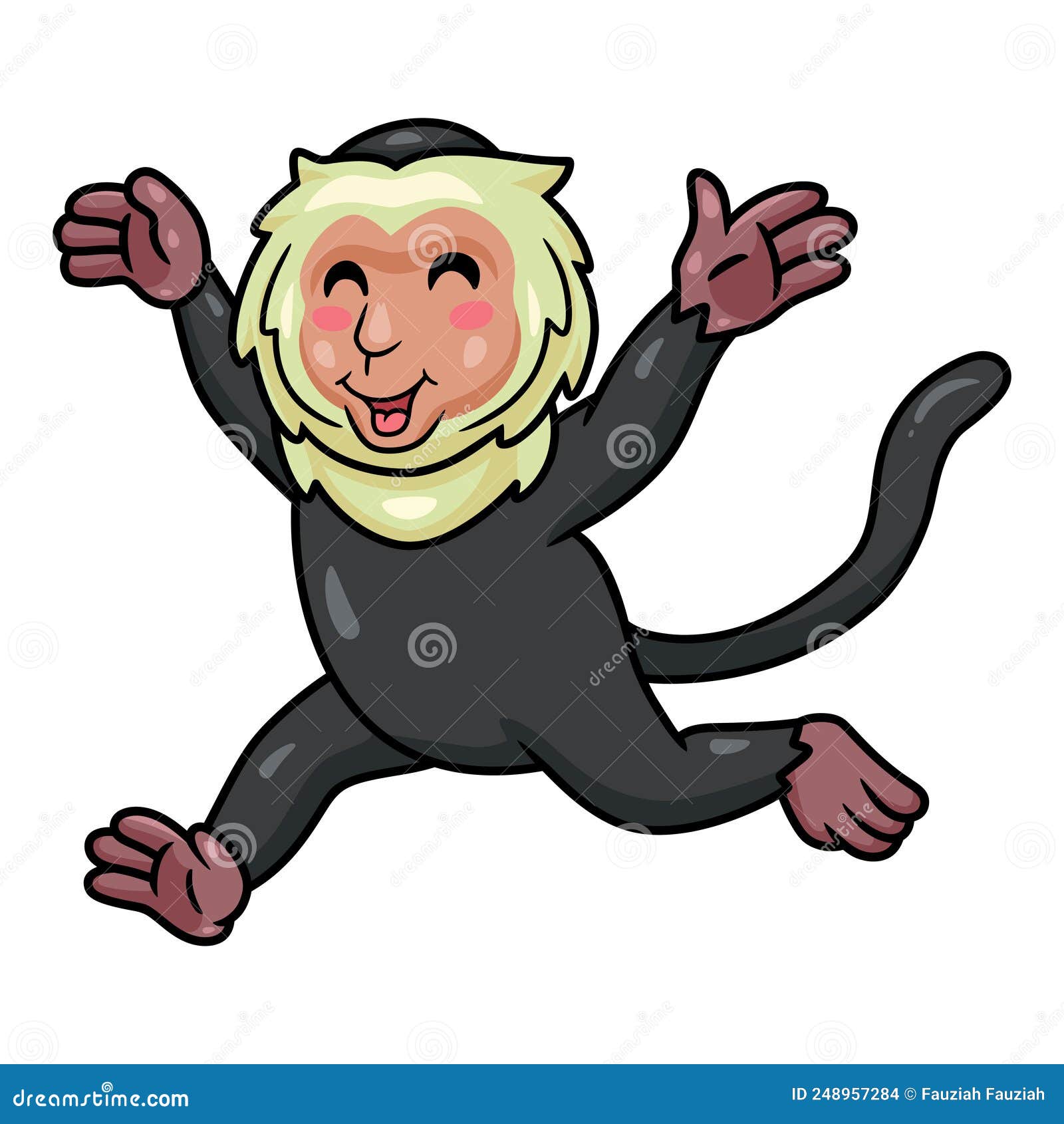 Cute Little Capuchin Monkey Cartoon Running Stock Vector - Illustration ...