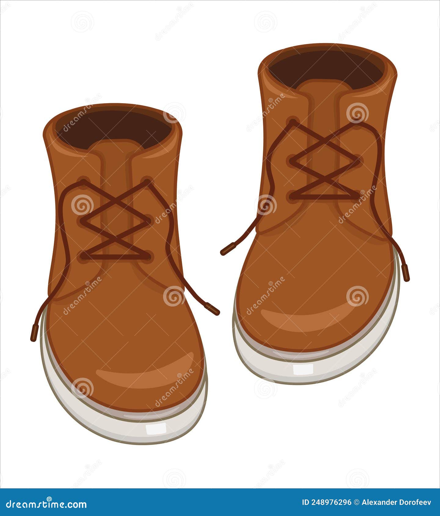 Pair of Brown Leather Boots Vector Stock Vector - Illustration of brown ...