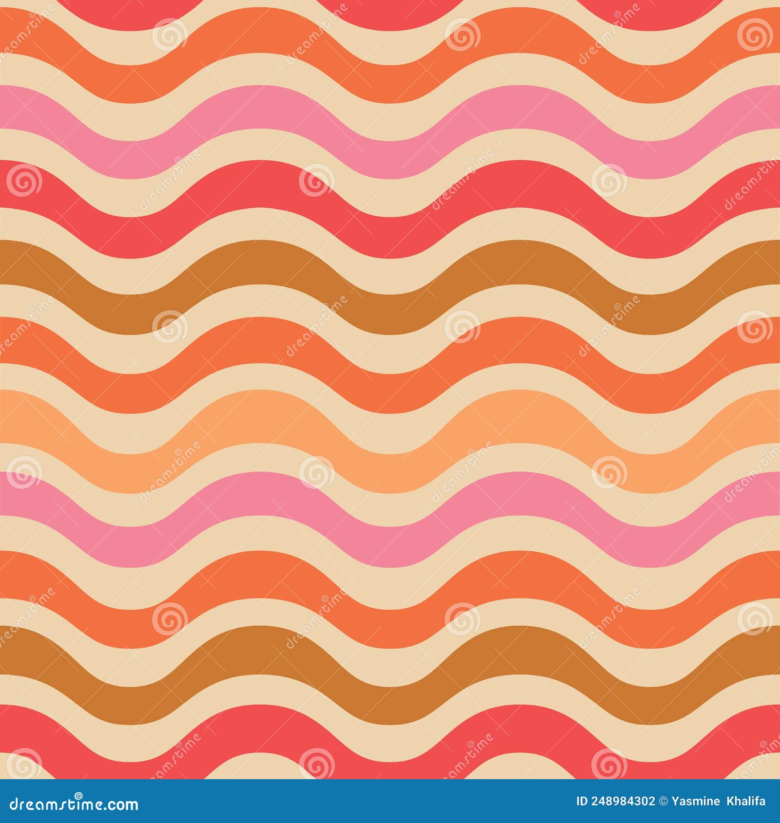 Abstract Retro Funky Waves Seamless Pattern in Pink, Orange, Red ...