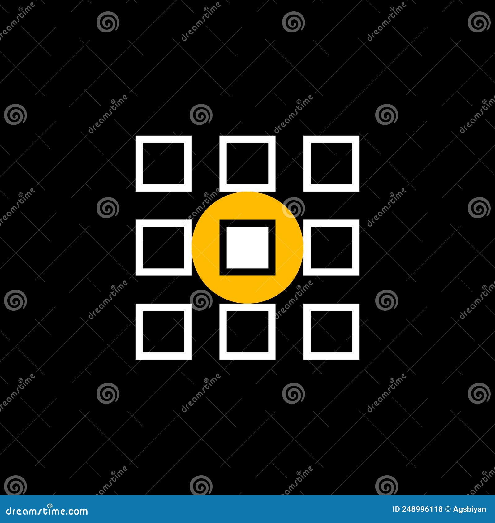 Nine Rectangulars Line Out with Circle Block on Center Line Pattern ...