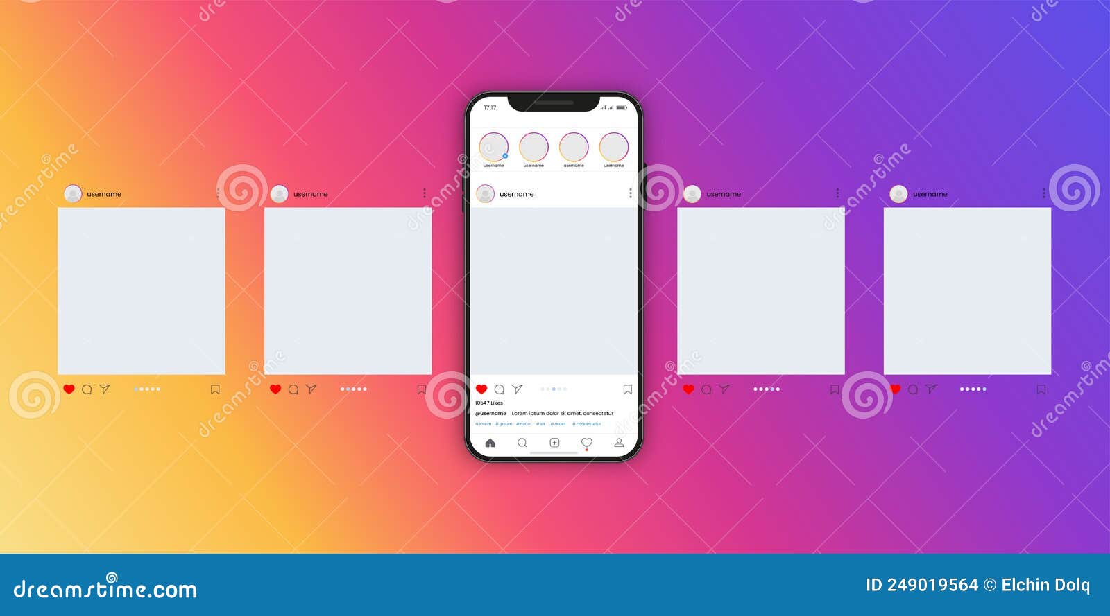 Instagram Carousel or Slide Pages Interface Stock Vector - Illustration ...