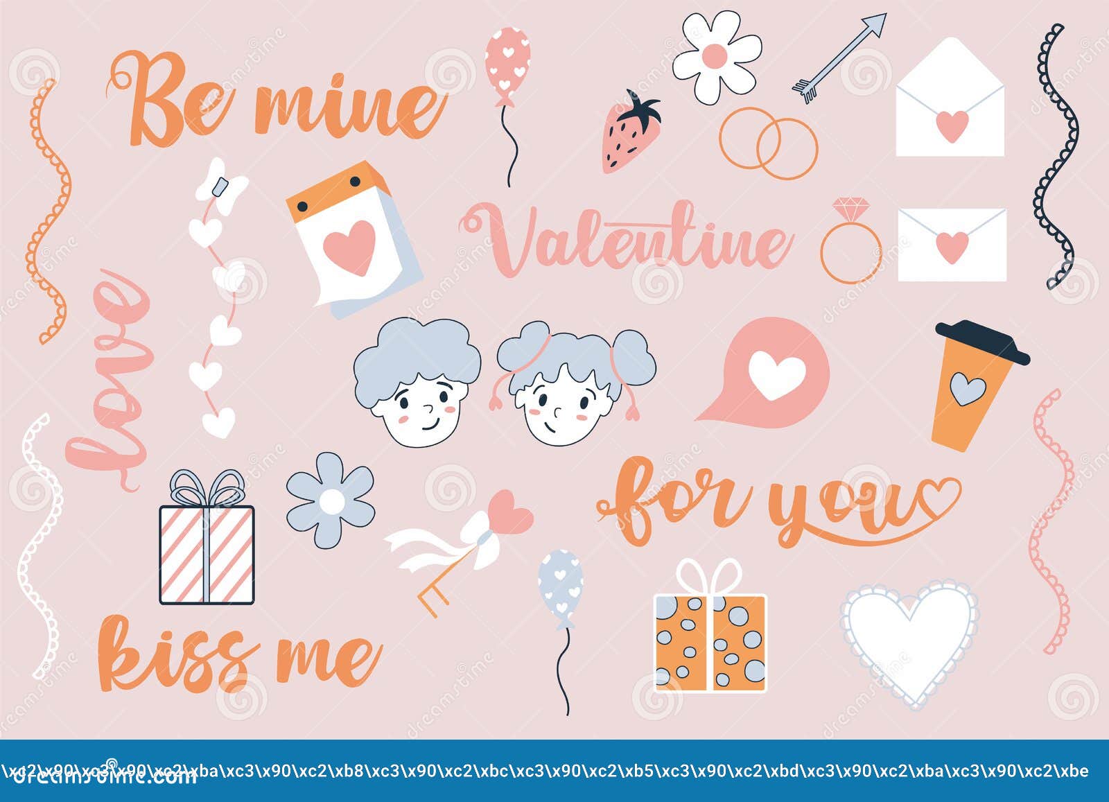 Valentine S Day Stickers Set. February 14. Romantic Lettering and ...