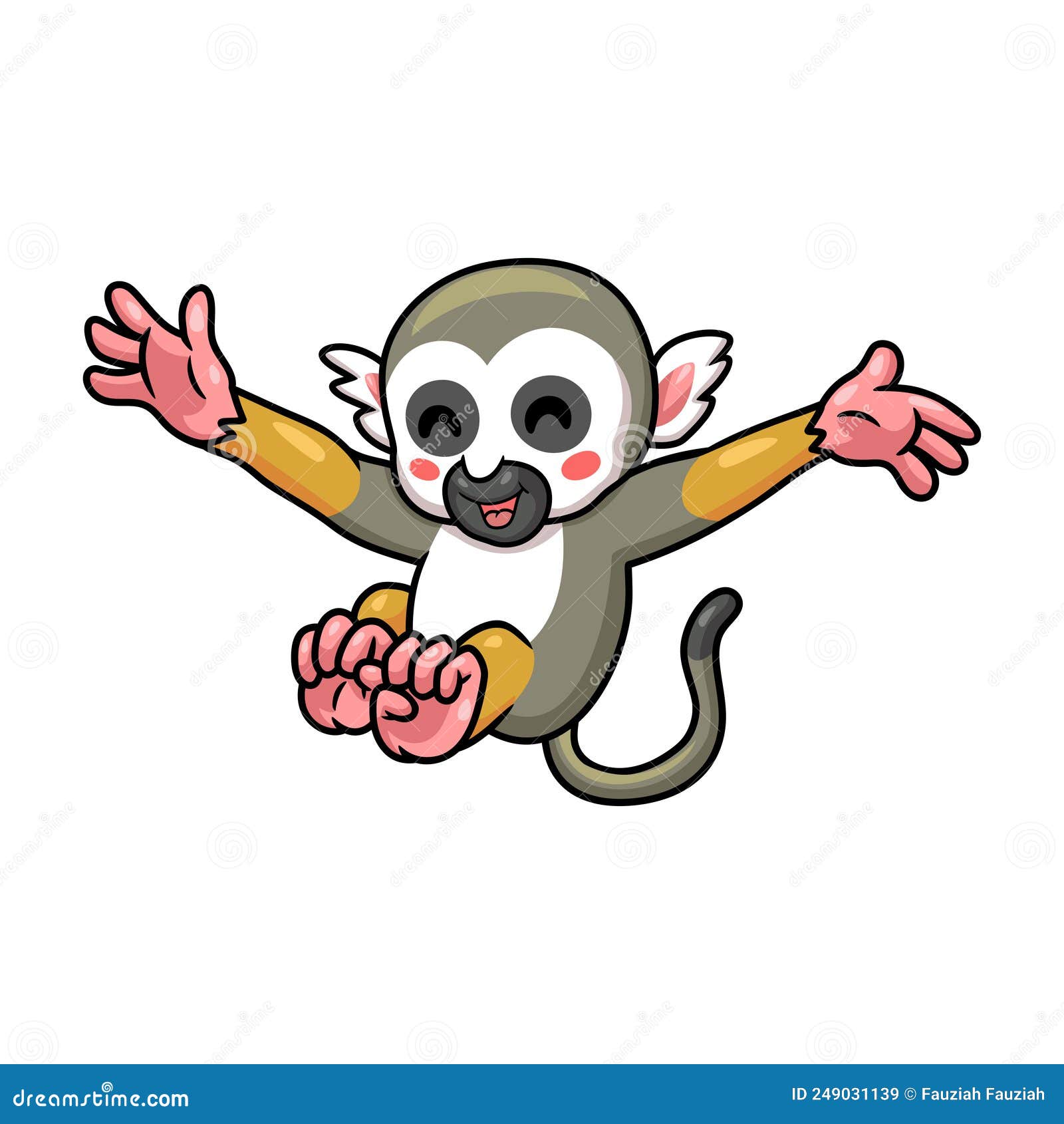 Cute Little Squirrel Monkey Cartoon Jumping Stock Vector - Illustration ...