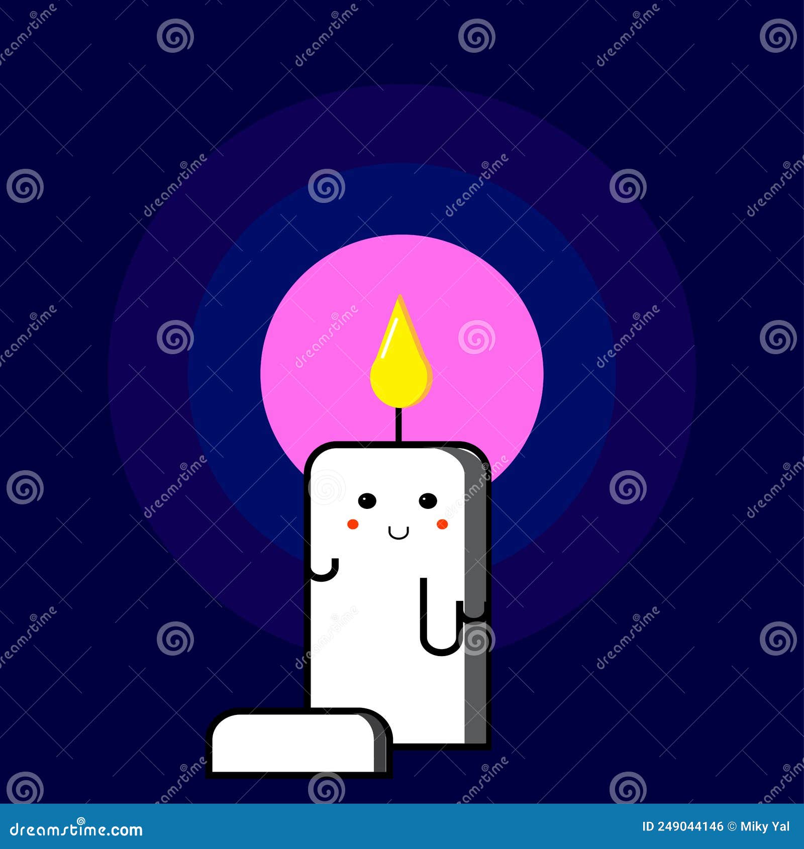 Candle Cute Icon Design with Blue Gradient Color Background. Flat ...