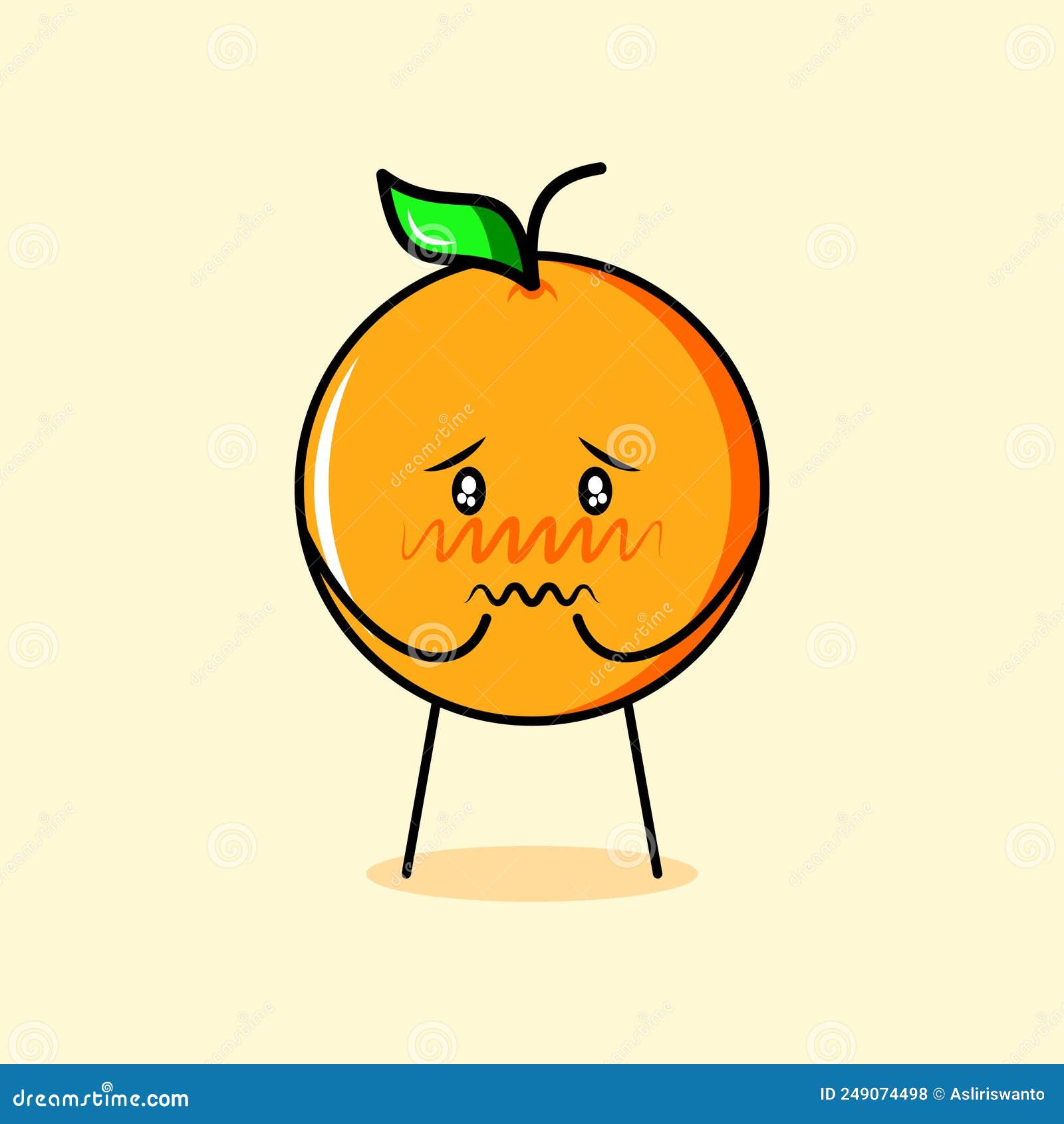 Cute Orange Character with Sad Expression Stock Vector - Illustration ...