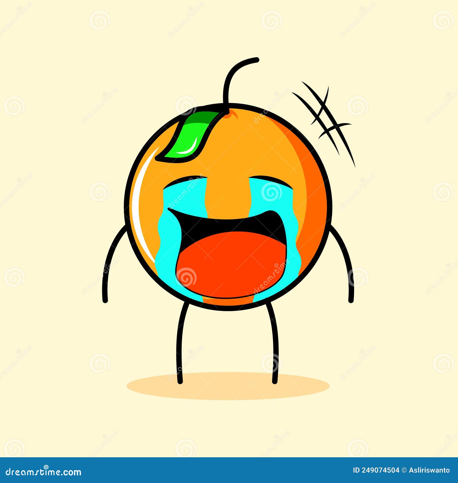 Cute Orange Character with Crying Expression and Tears Stock Vector ...