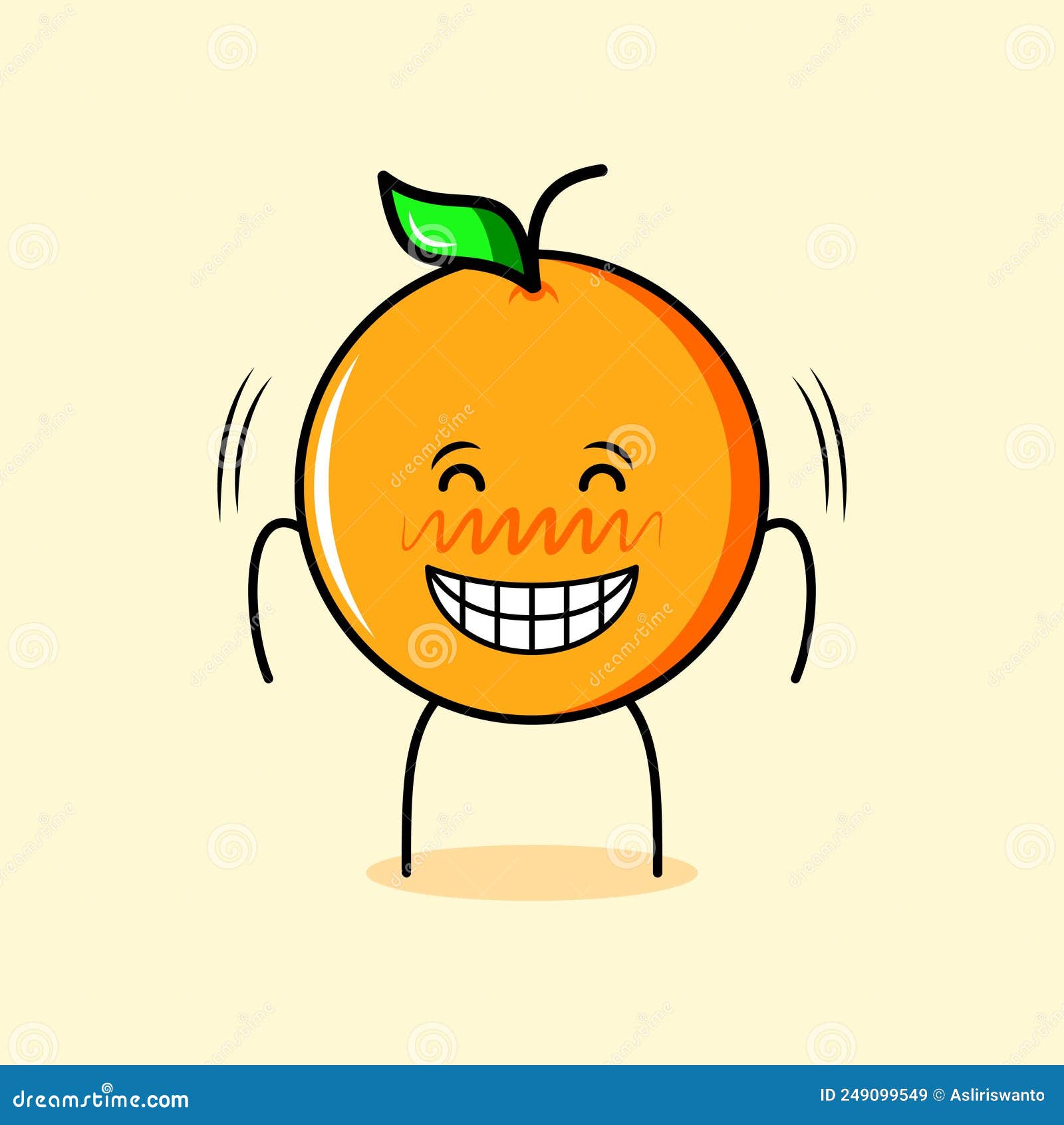 Cute Orange Character with Happy Expression, Close Eyes and Smiling ...