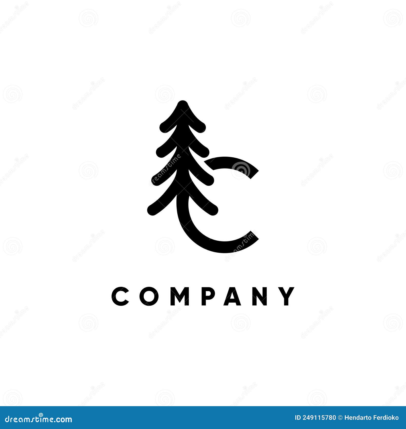Letter C Pine Tree Logo Design Vertor Icon Graphic Emblem Illustration ...