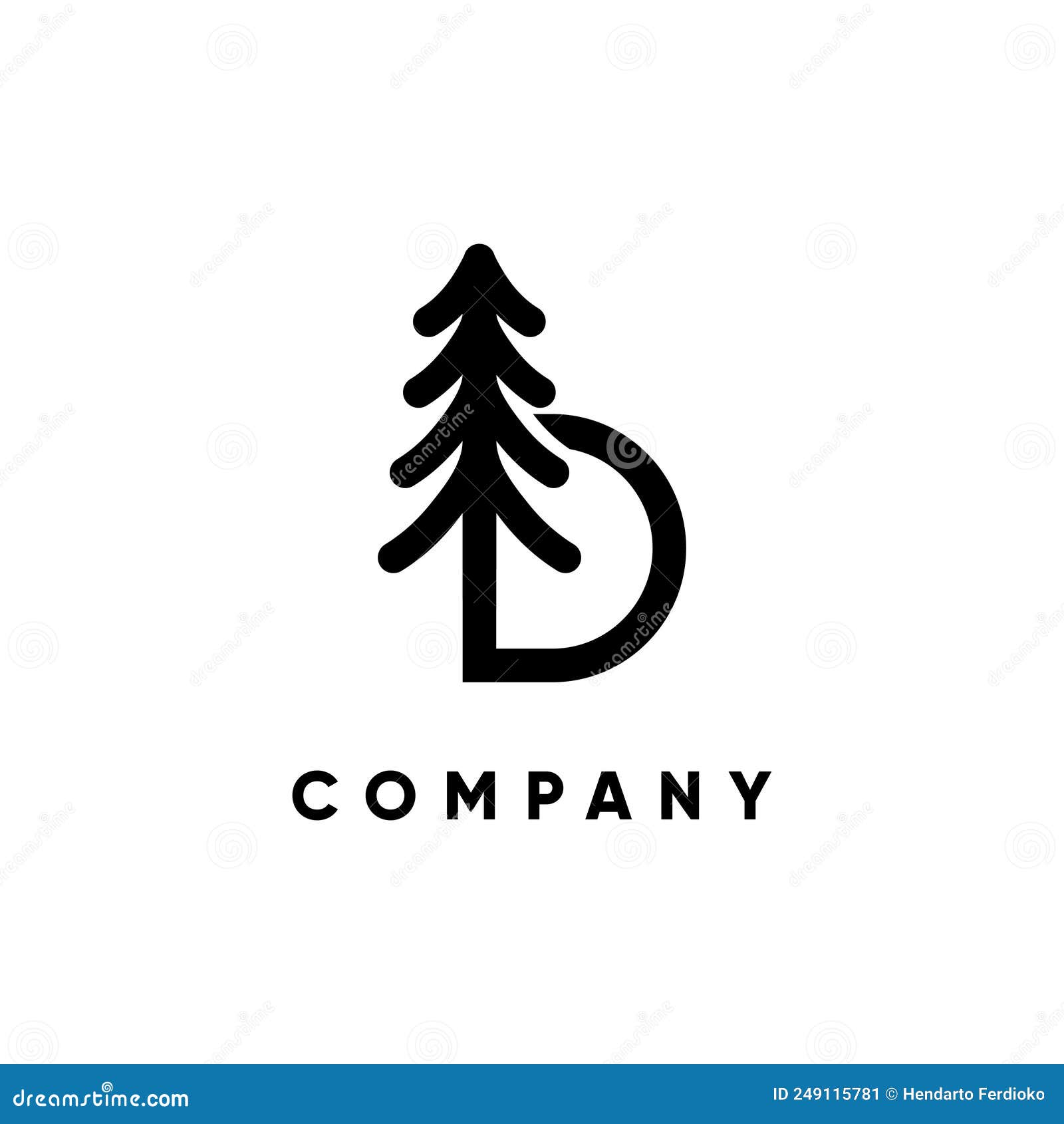Letter D Pine Tree Logo Design Vertor Icon Graphic Emblem Illustration ...