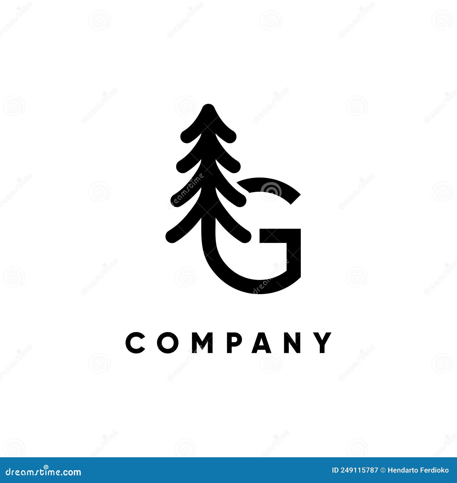Letter G Pine Tree Logo Design Vertor Icon Graphic Emblem Illustration ...