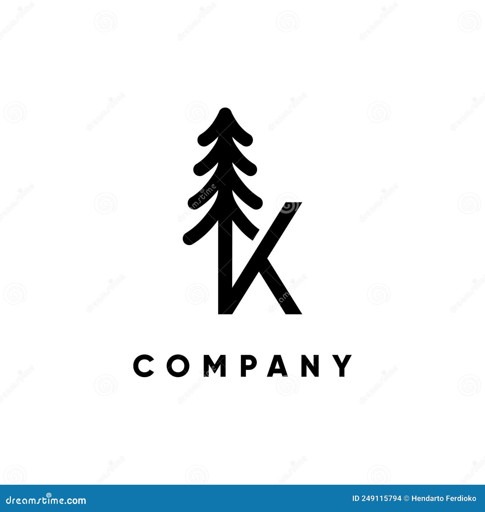 Letter K Pine Tree Logo Design Vertor Icon Graphic Emblem Illustration ...