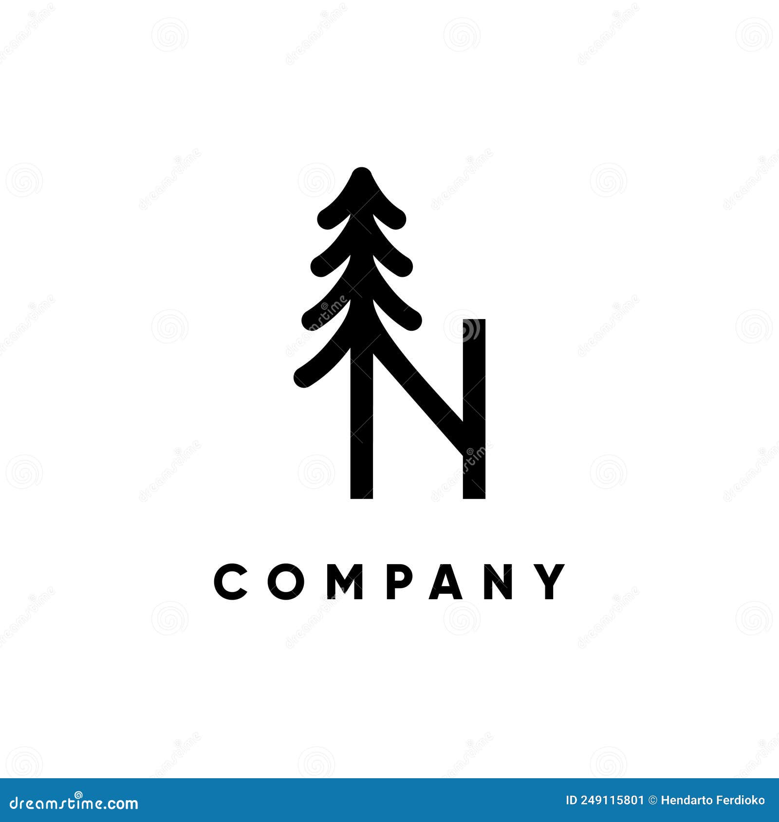 Letter N Pine Tree Logo Design Vertor Icon Graphic Emblem Illustration ...
