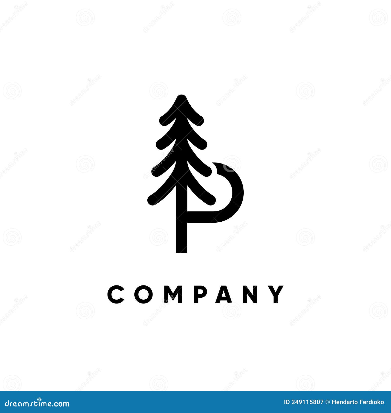 Letter P Pine Tree Logo Design Vertor Icon Graphic Emblem Illustration ...