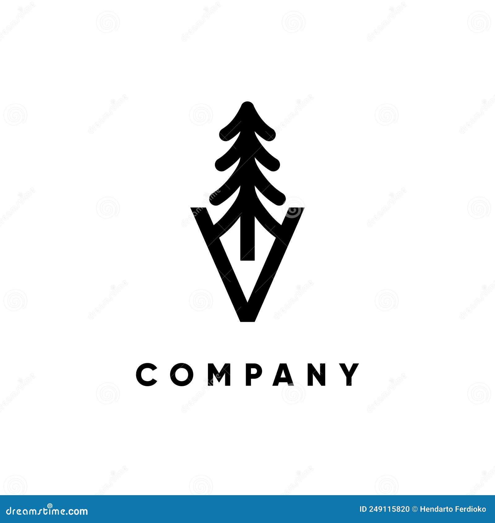 Letter V Pine Tree Logo Design Vertor Icon Graphic Emblem Illustration ...
