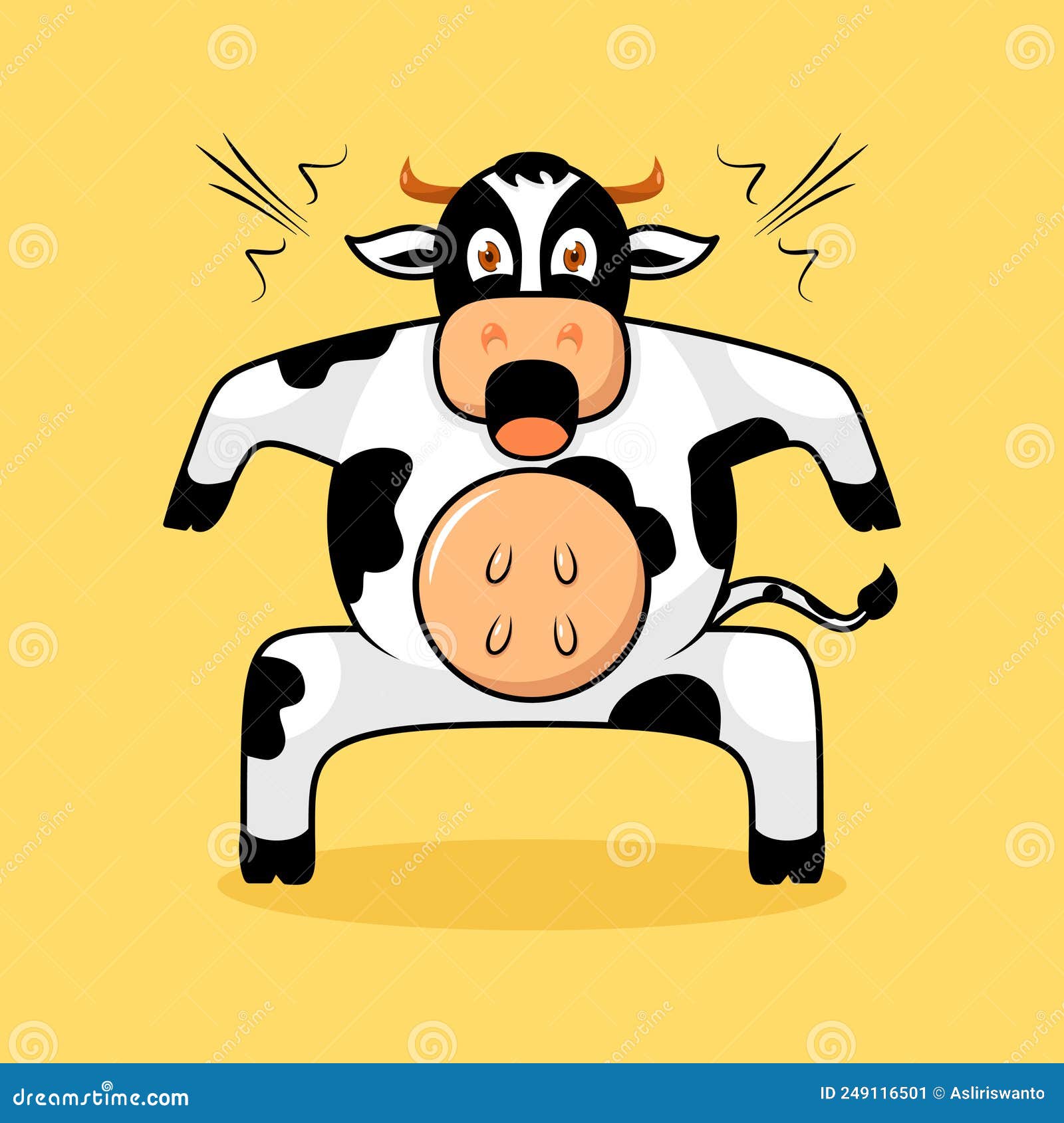 Cute Cow Standing with Shock Expression. Cartoon, Mascot, Animal and ...