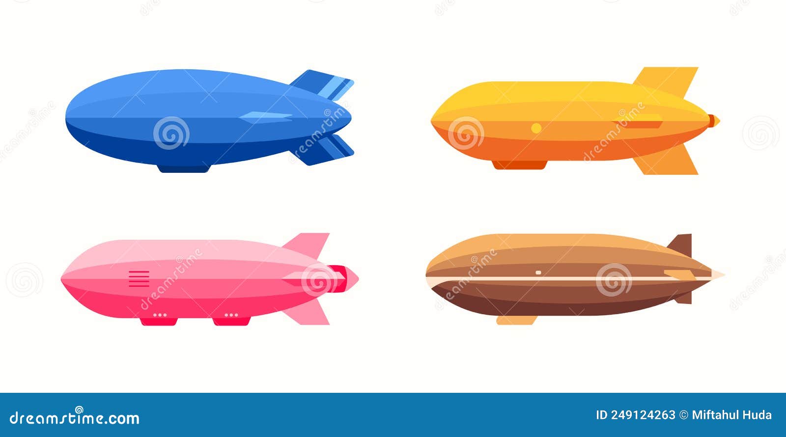 Set of Zeppelin Helium Plane in Vector Illustration Stock Vector ...
