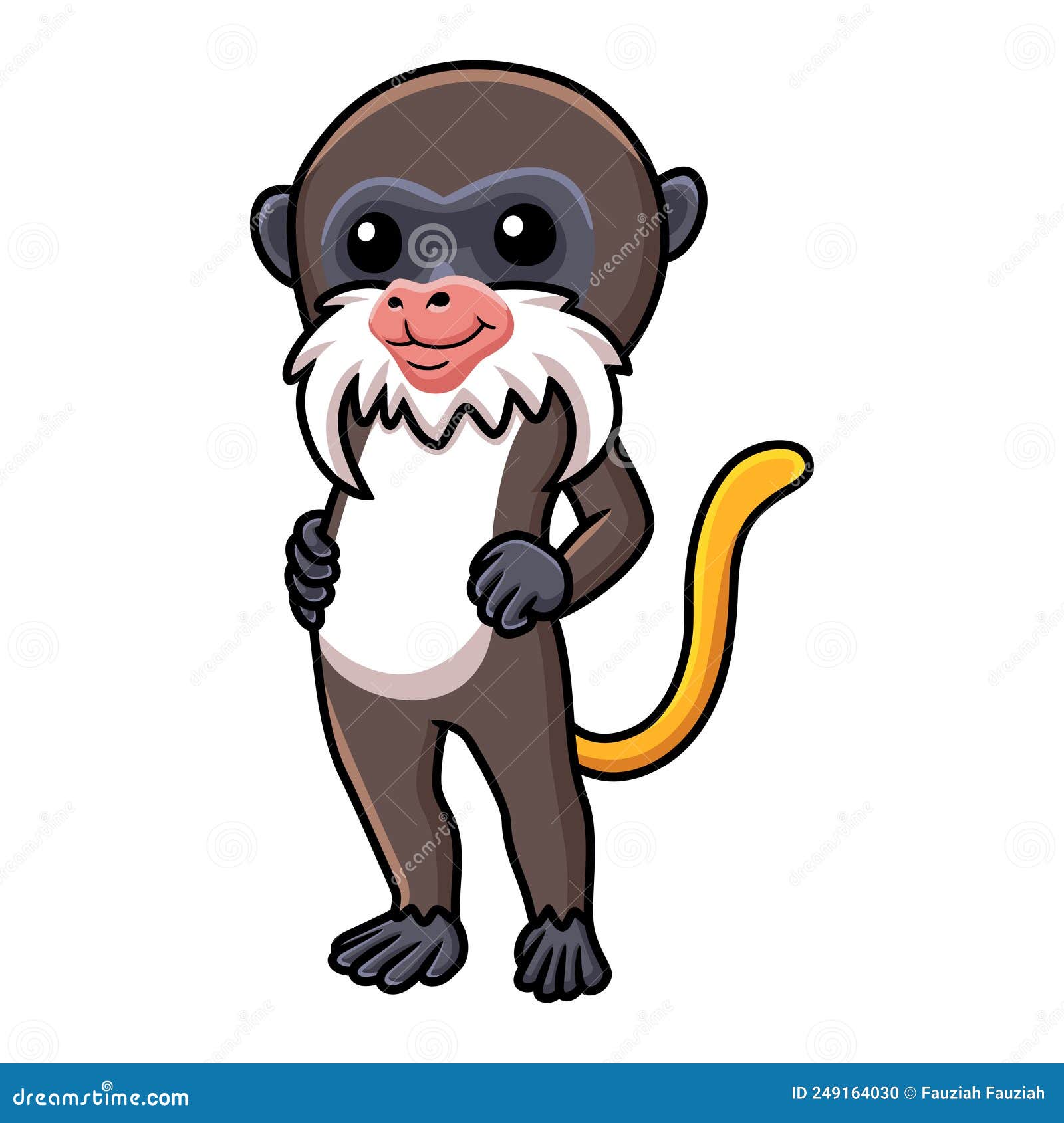 Cute Little Tamarin Monkey Cartoon Standing Stock Vector - Illustration ...