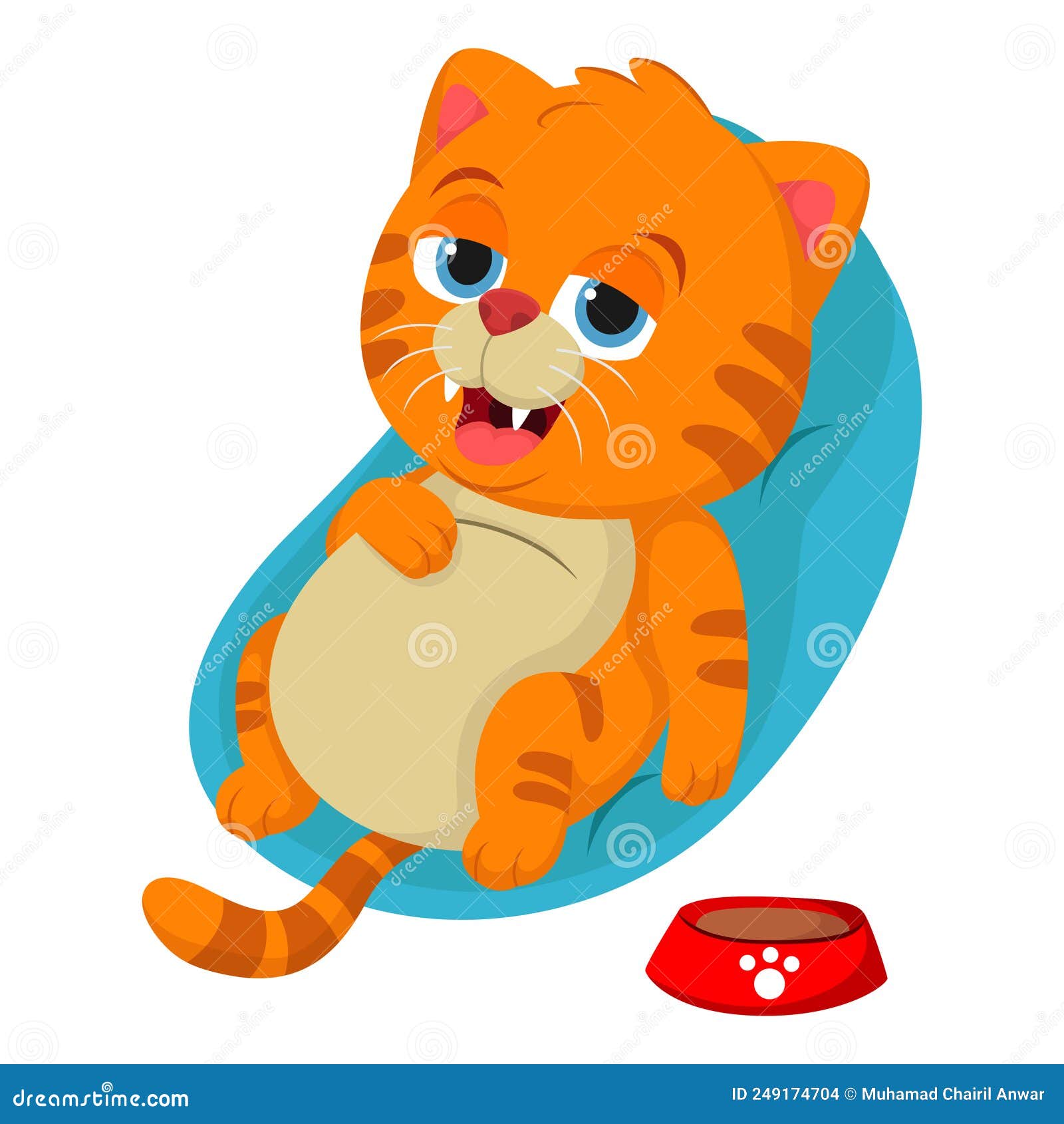 Cute cat with a full belly stock vector. Illustration of back - 249174704