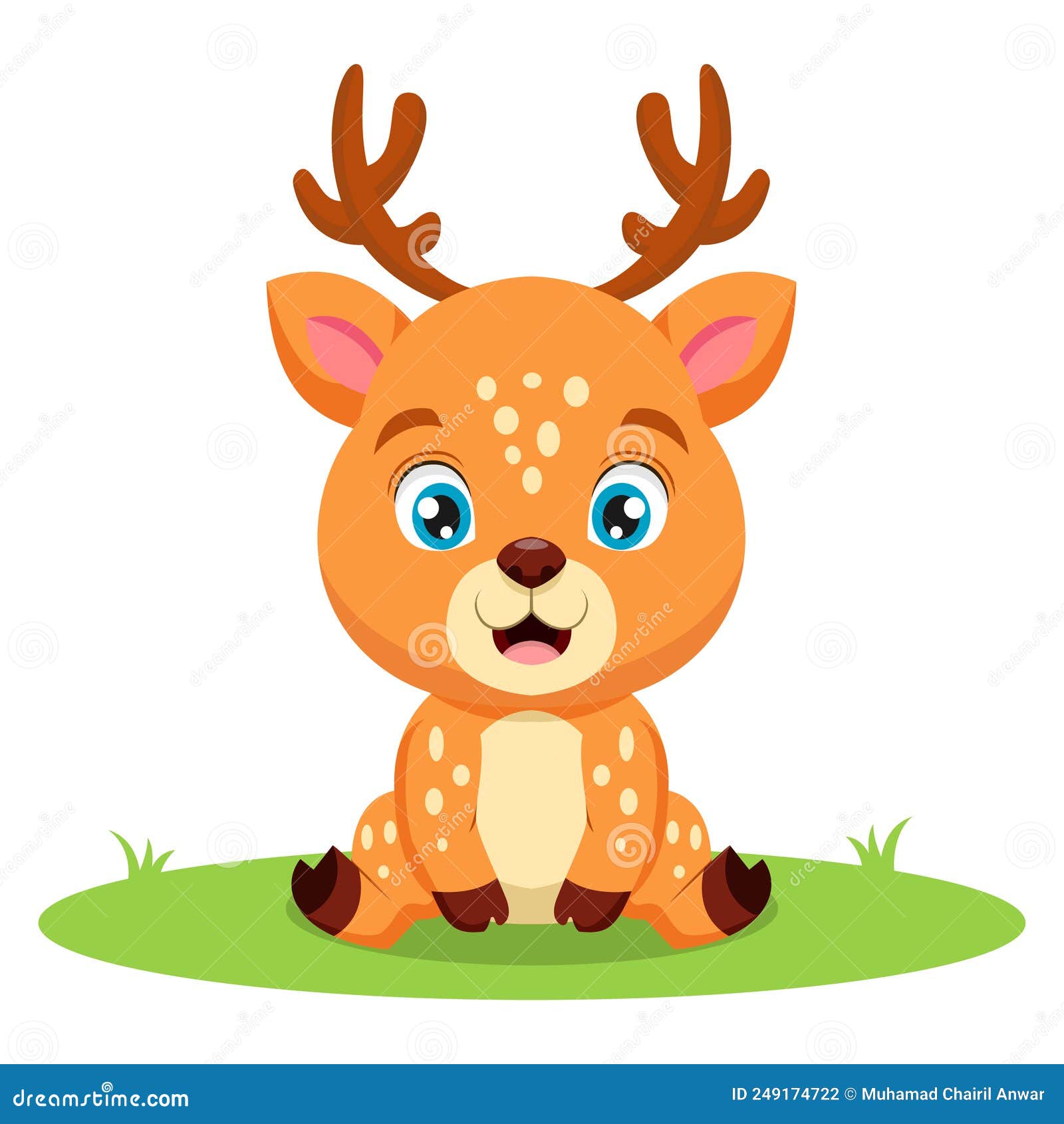 Cute Little Deer Sitting in the Grass Stock Vector - Illustration of ...