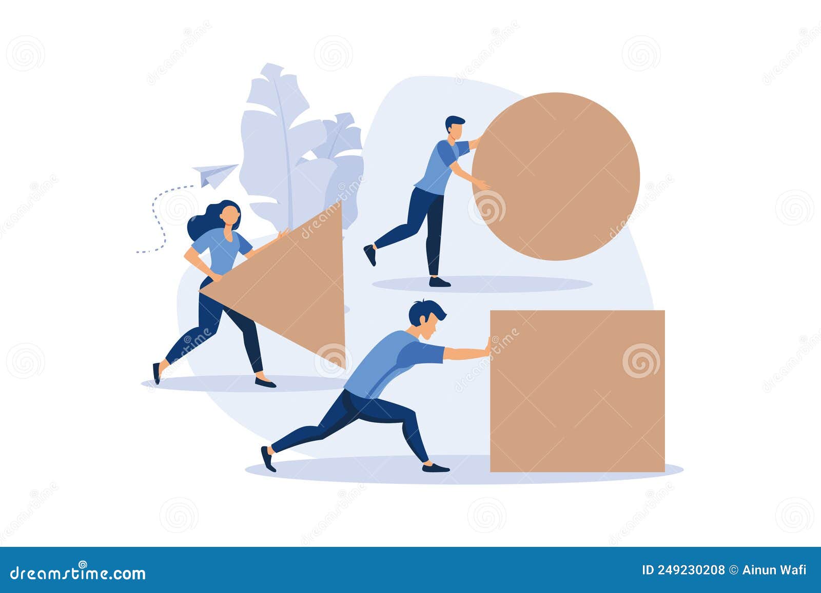 Businessman Pushing Sphere and Leading the Race Against Group Other Not ...