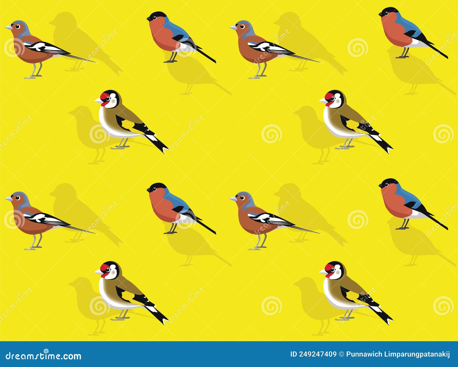 UK Finch Cartoon Seamless Wallpaper Background Stock Vector ...