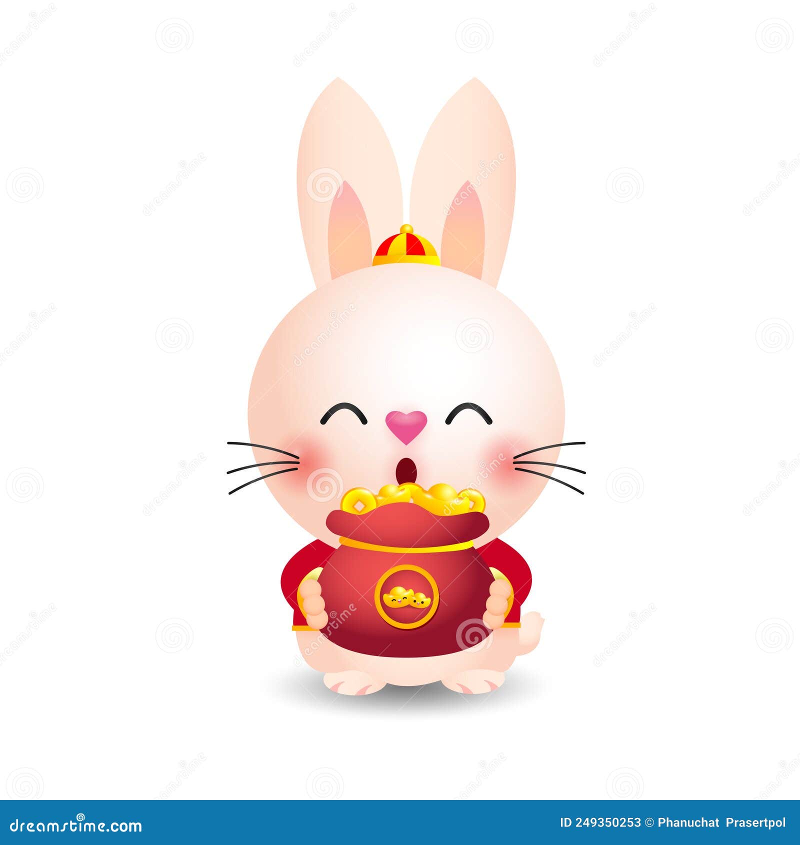 2023 Chinese New Year, Little Rabbit Holding Bag of Gold, Year of the ...