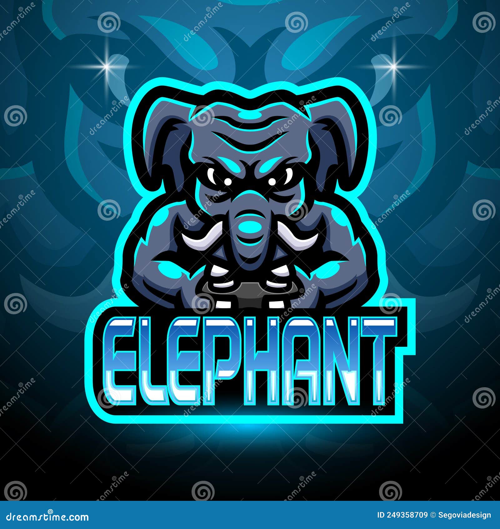 Elephant Esport Gaming Mascot Logo Template Cartoon Vector ...