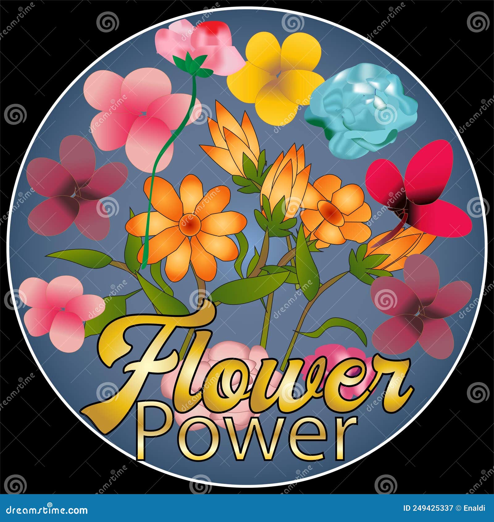 Flower Power Sign and Badge Vector Illustration Stock Vector ...