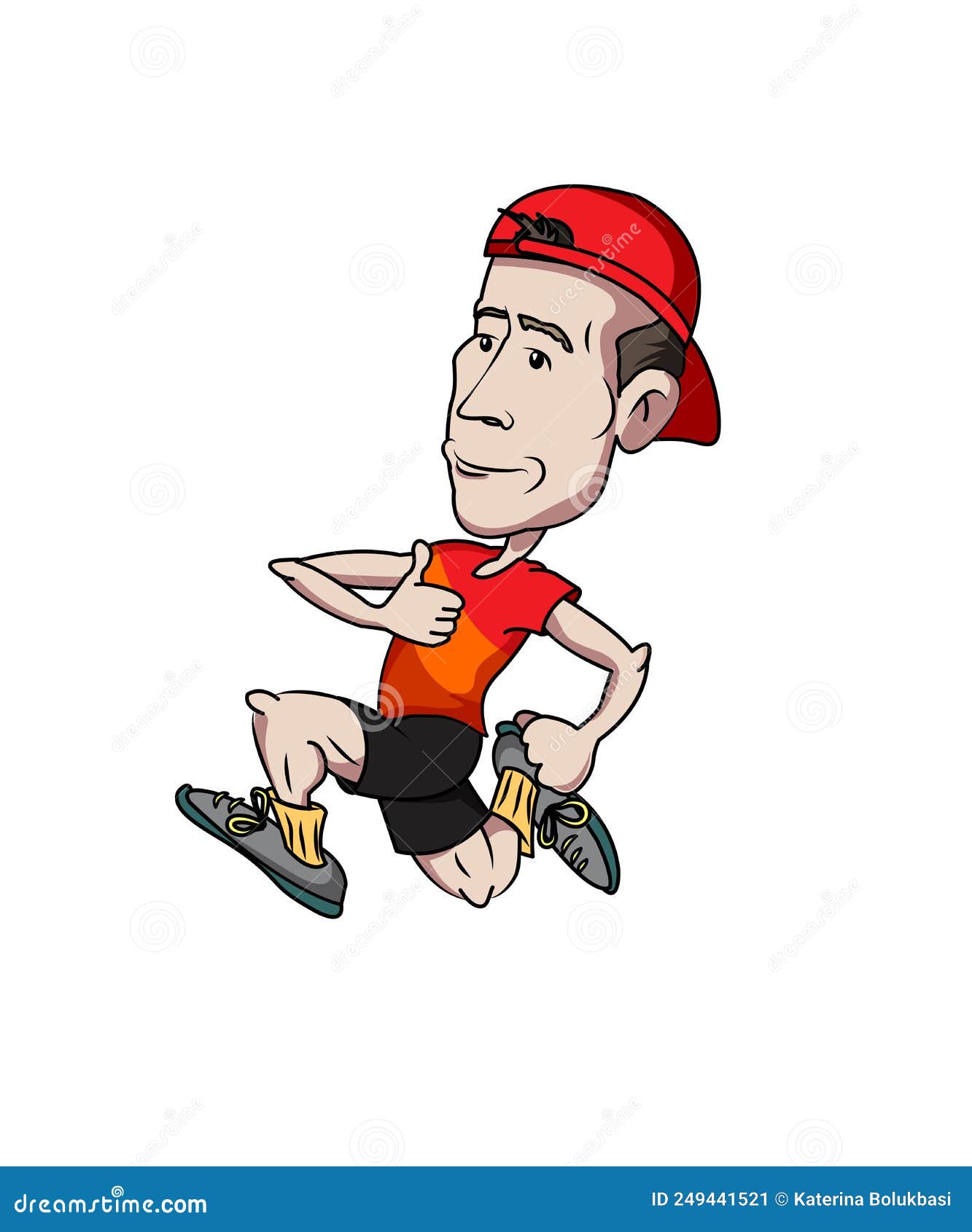 Cartoon Caricature Runner Isolated Illustration Sporty Activity ...