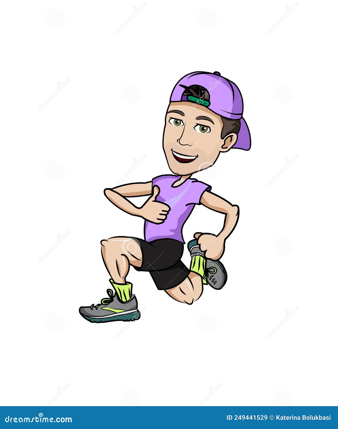 Cartoon Runner Isolated Illustration Happy Activity Sporty Muscular Boy ...