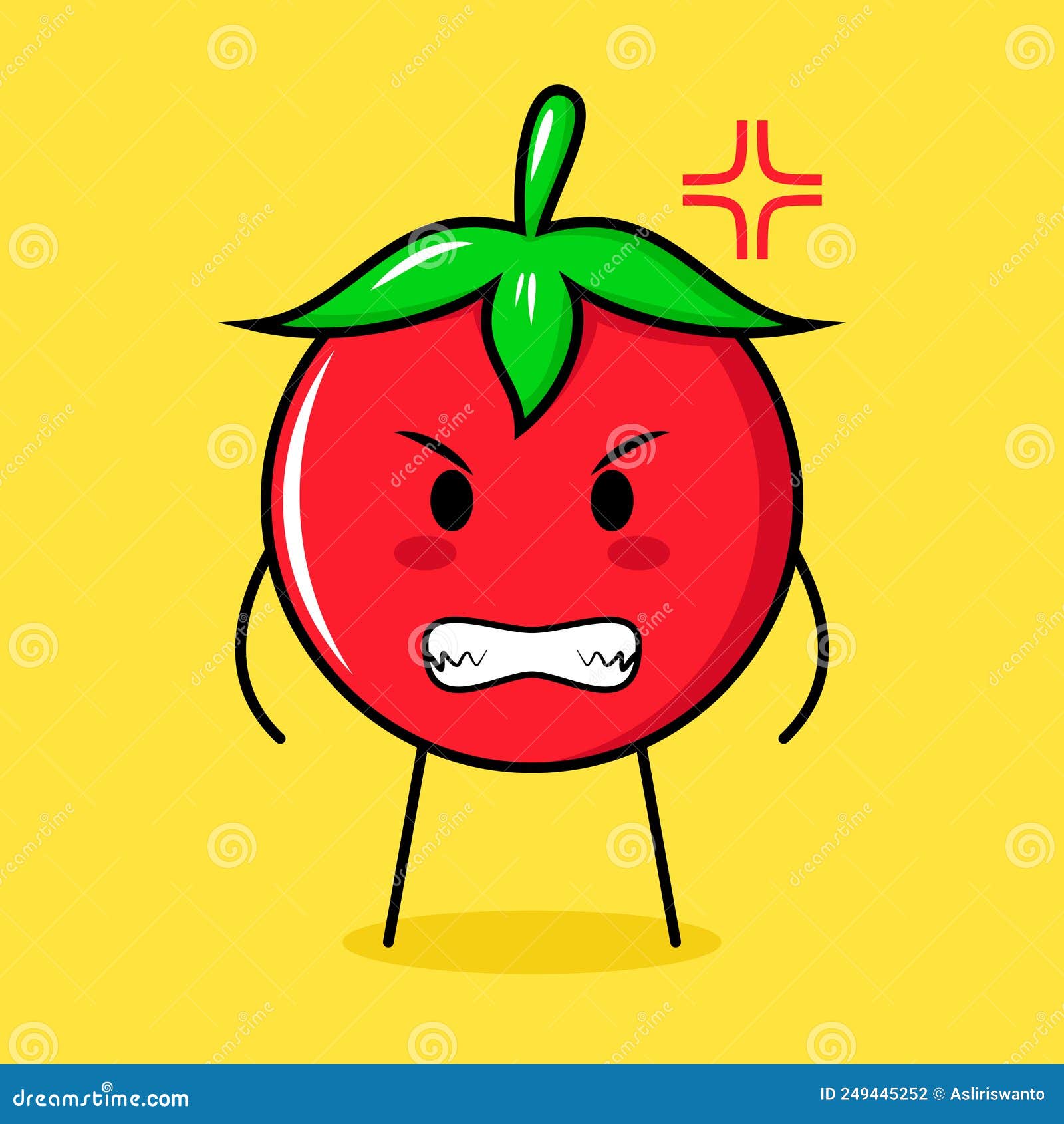 Cute Tomato Character with Grinning and Angry Expression Stock Vector ...