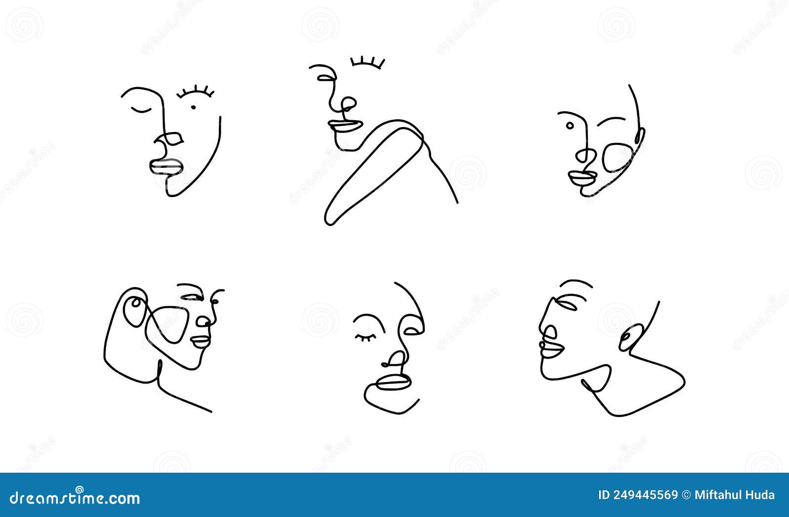 Continuous Line Face Hand Drawn in Vector Illustration Stock Vector ...