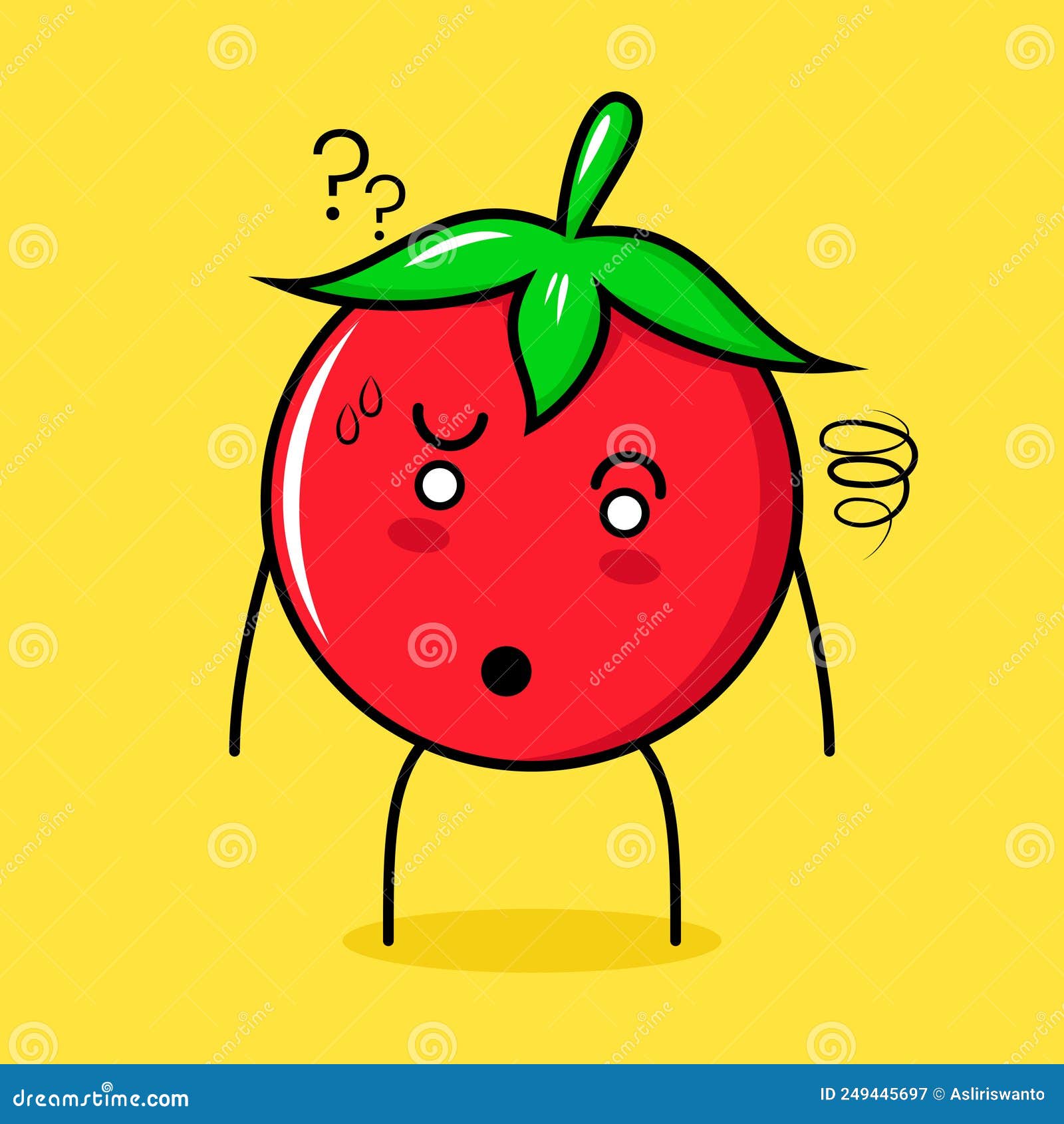 Cute Tomato Character with Confused Expression Stock Vector ...